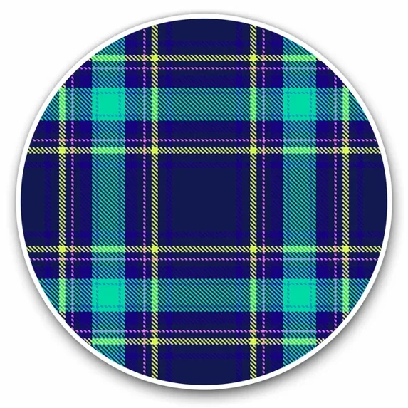 DOPASTICKER Cool Blue Teal Tartan Scottish Print Cool Gift Decorative ...