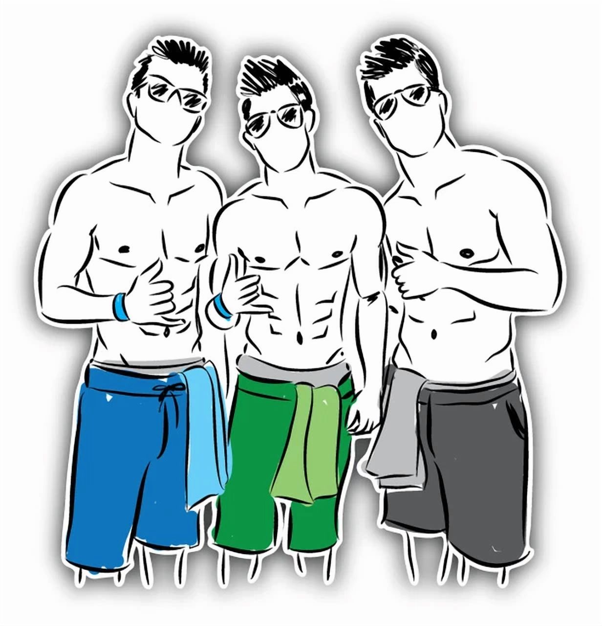 DOPASTICKER Cool Boys At The Beach Sketch Sticker Decal Phone Decal ...