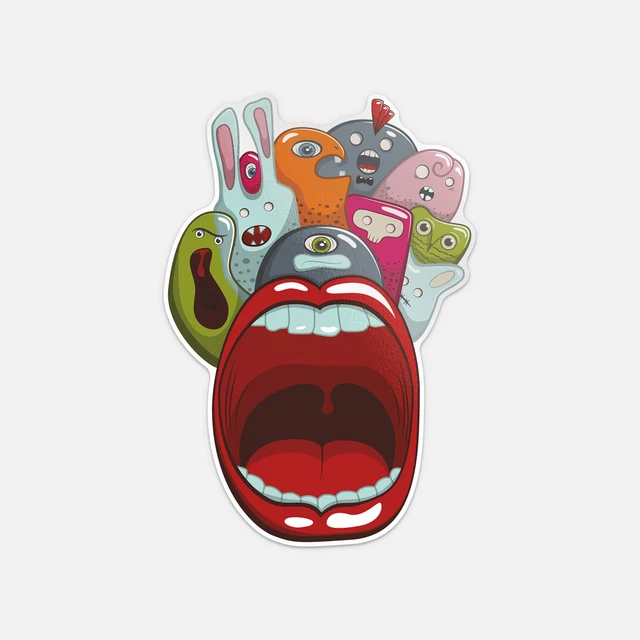 DOPASTICKER Cool Cartoon Screaming Monster Sticker Decal Phone Decal ...