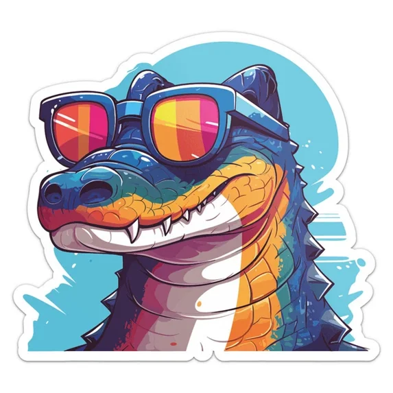 DOPASTICKER Cool Crocodile Sticker Decal Phone Decal Water Bottle ...