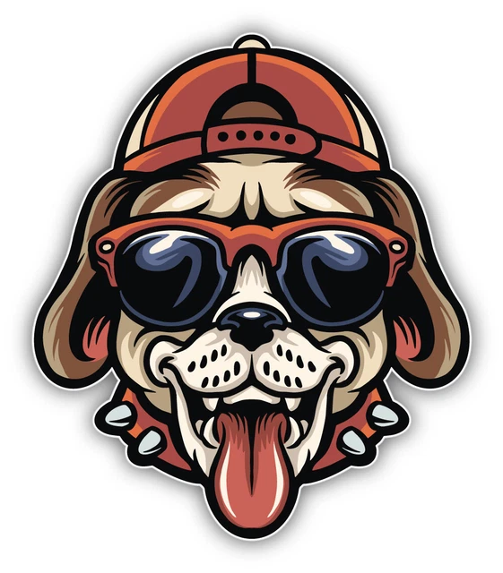DOPASTICKER Cool Dog Mascot Sticker Decal Phone Decal Water Bottle ...