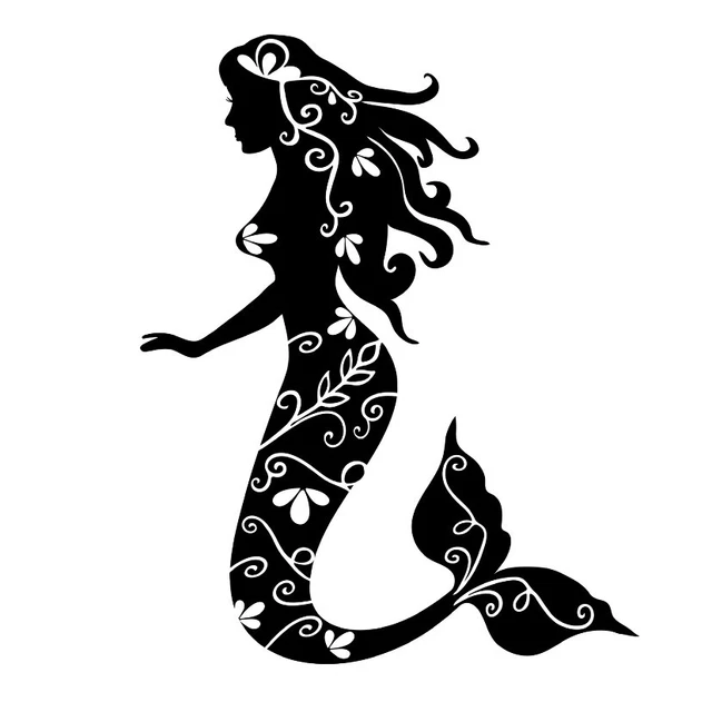 DOPASTICKER Cool Mermaid Silhouette Sticker Sea Creature Woman Ocean ...