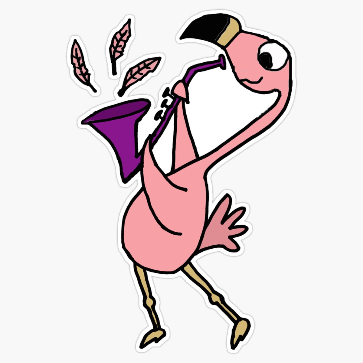 DOPASTICKER Cool Pink Flamingo Playing The Saxophone Art Sticker, Phone ...