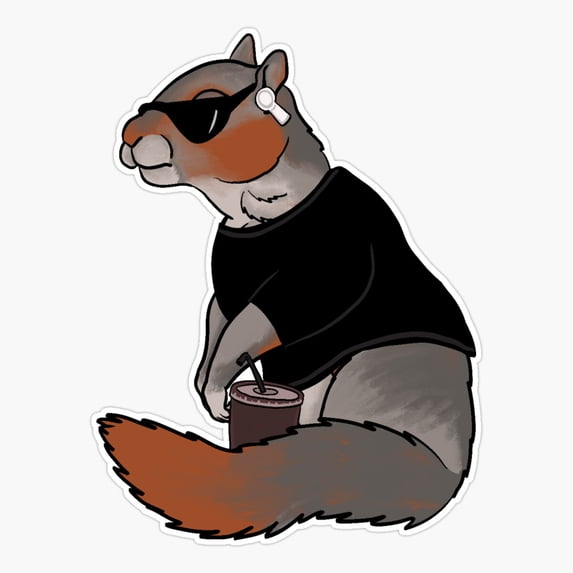 DOPASTICKER Cool Squirrel With Coffee Sticker, Phone Sticker Car ...