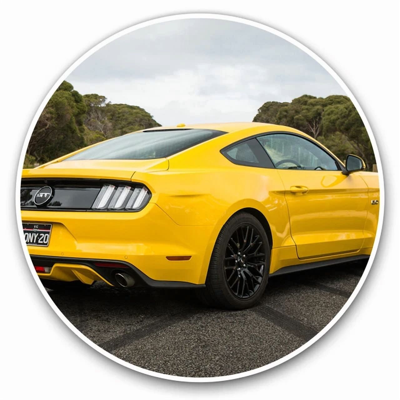 DOPASTICKER Cool Yellow Muscle Car American Cool Gift Decorative Laptop ...