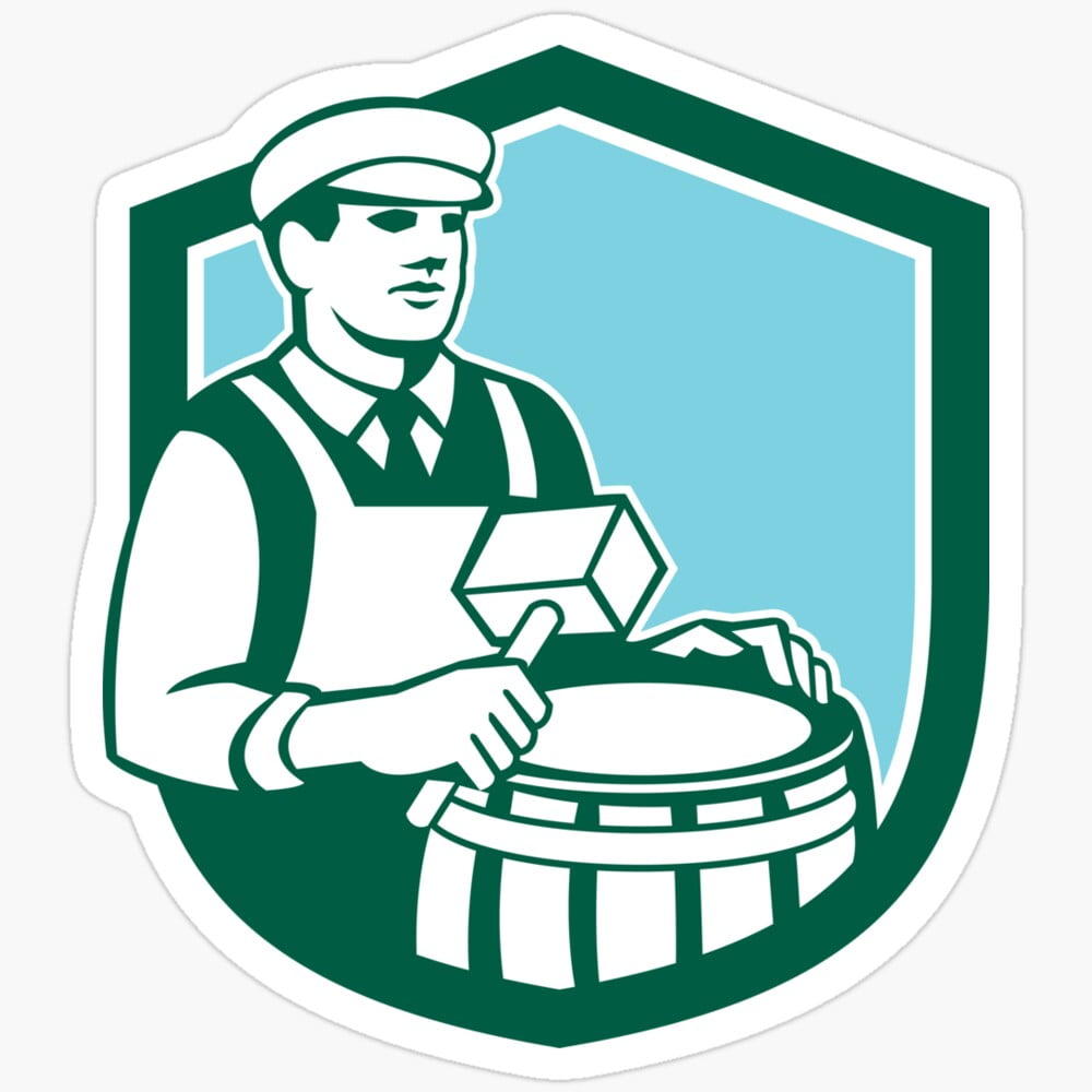 DOPASTICKER Cooper Barrel Maker Drum Retro Shield Sticker Phone Decal ...