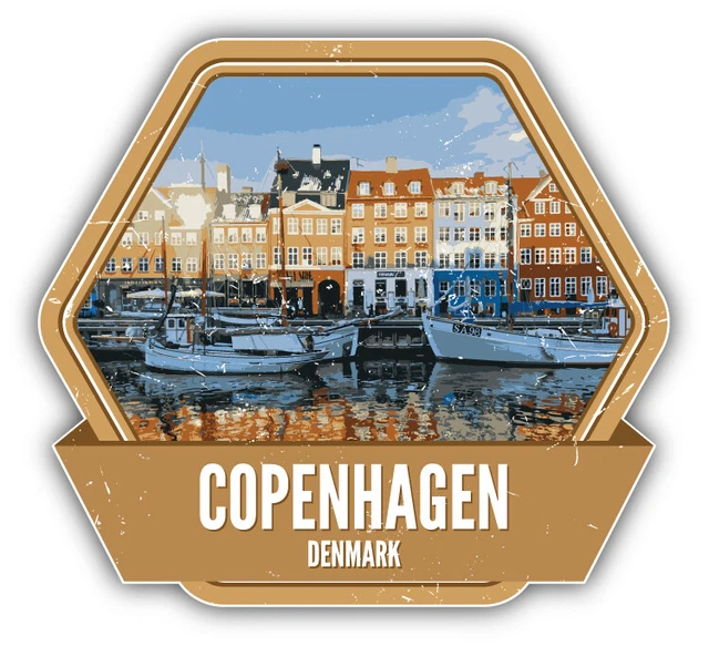 DOPASTICKER Copenhagen Denmark Grunge Vintage Travel Label Sticker ...