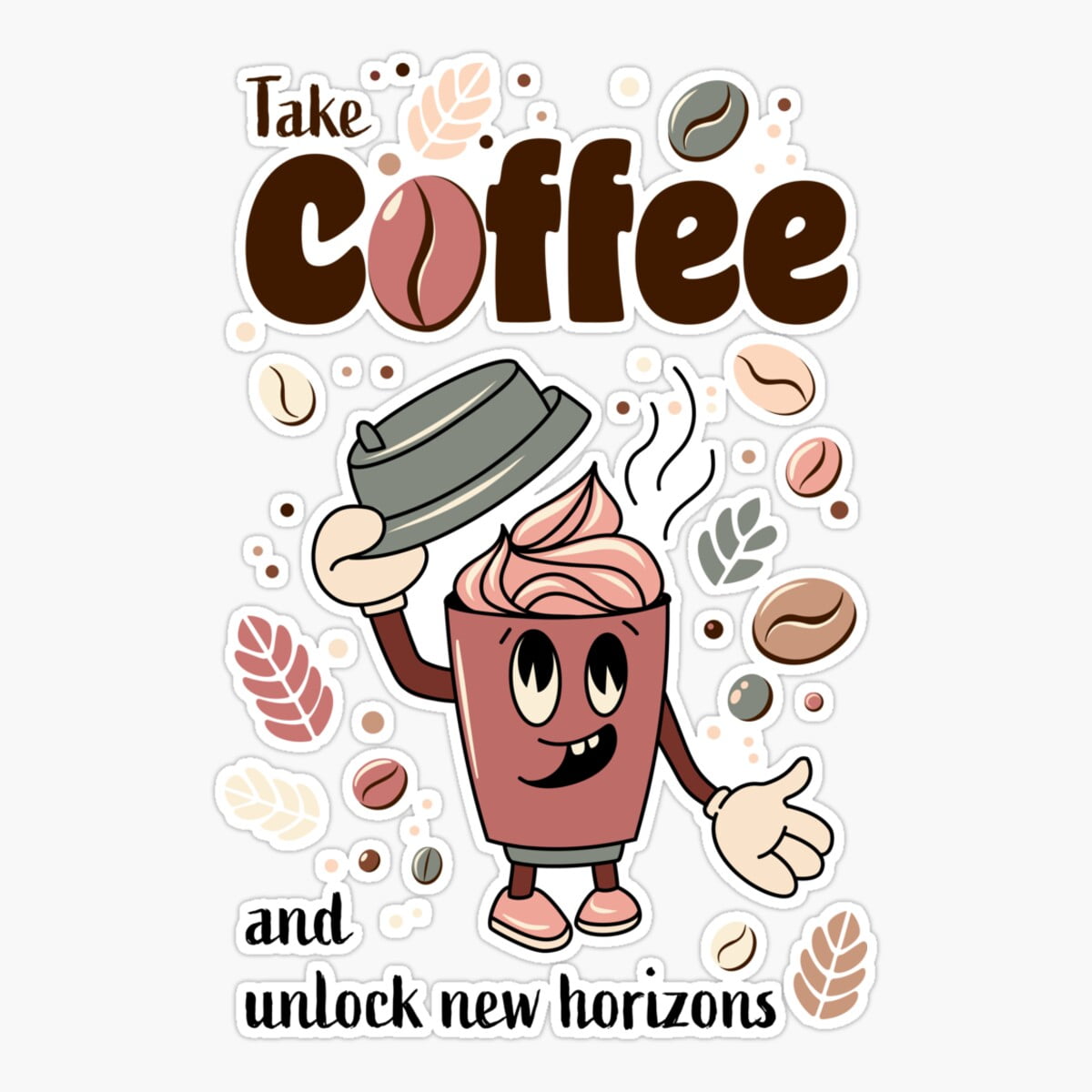 DOPASTICKER Copy Of Animated Coffee Cup Poster Sticker, Phone Sticker ...
