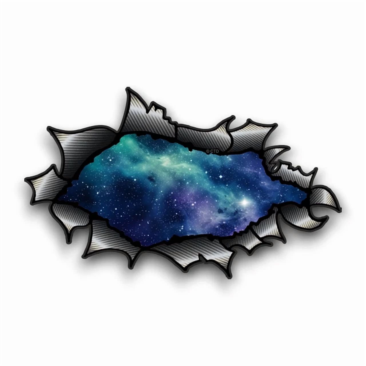 DOPASTICKER Cosmic Galaxy Space Effect Ripped Carbon Fibre Oval Sticker ...