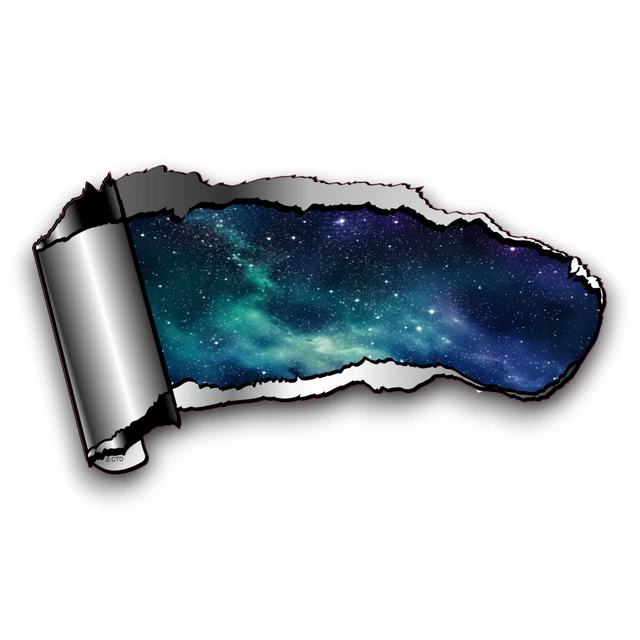 DOPASTICKER Cosmic Galaxy Space Effect Ripped Metal Slash Sticker Phone ...