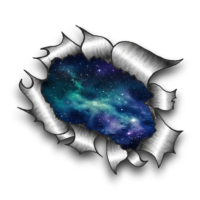 DOPASTICKER Cosmic Galaxy Space Effect Ripped Metal Sticker For Car Van ...