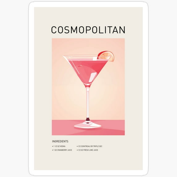 DOPASTICKER Cosmopolitan Cocktail Wall Art Sticker Waterproof Sticker ...