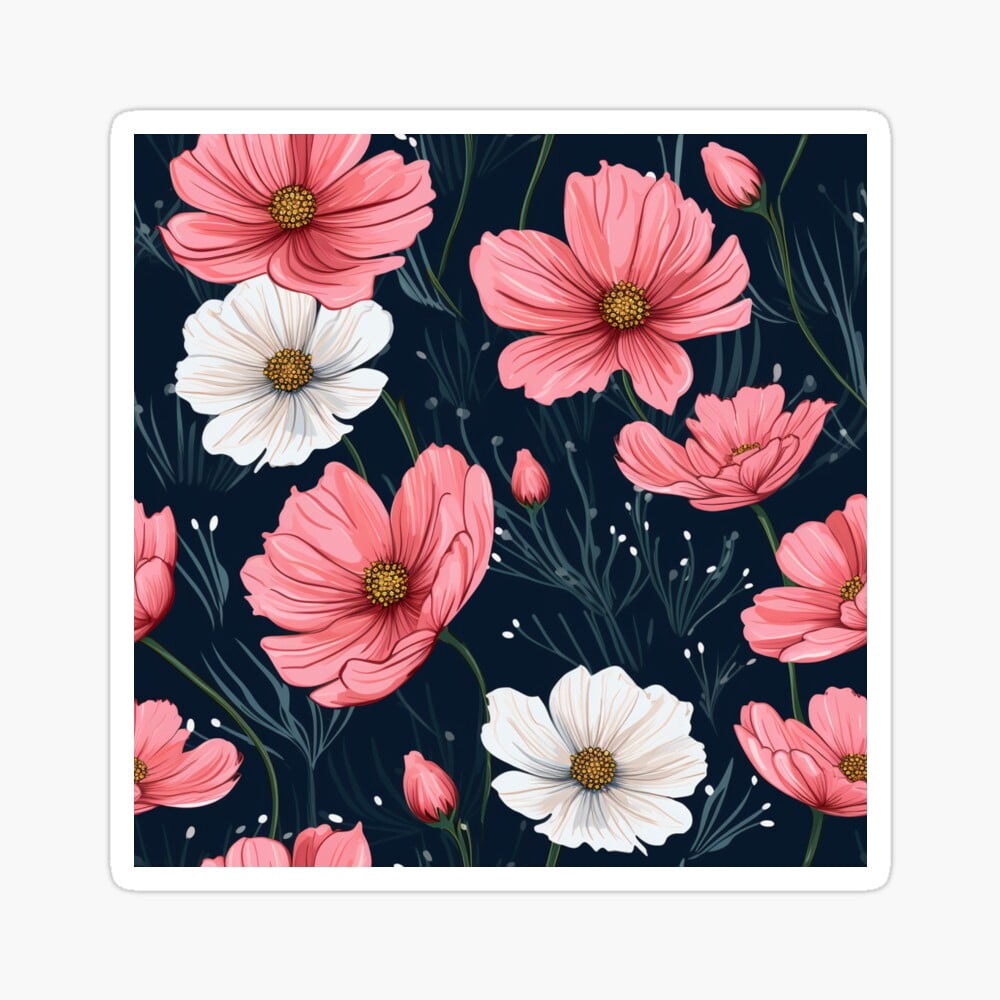 DOPASTICKER Cosmos Flowers Sticker, Phone Sticker, Latop Sticker, Lover ...