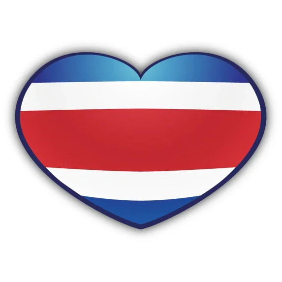 DOPASTICKER Costa Rica Glossy Heart Flag Car Bumper Sticker Decal Gift ...