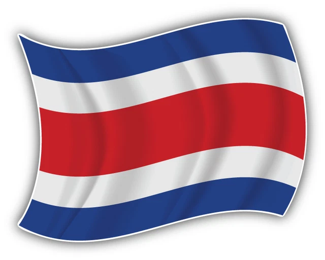 DOPASTICKER Costa Rica Waving Flag Sticker Decal Phone Decal Water ...