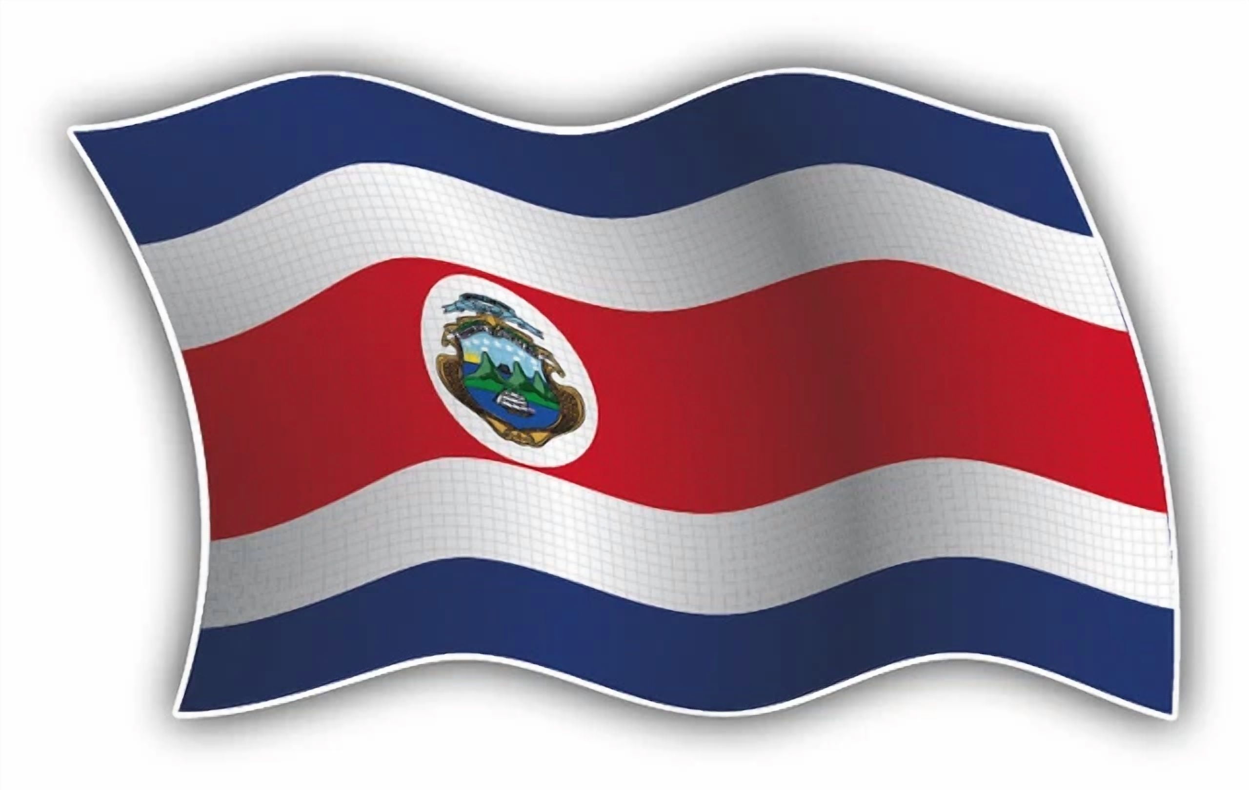 DOPASTICKER Costa Rica Wavy Flag Sticker Decal Phone Decal Water Bottle ...