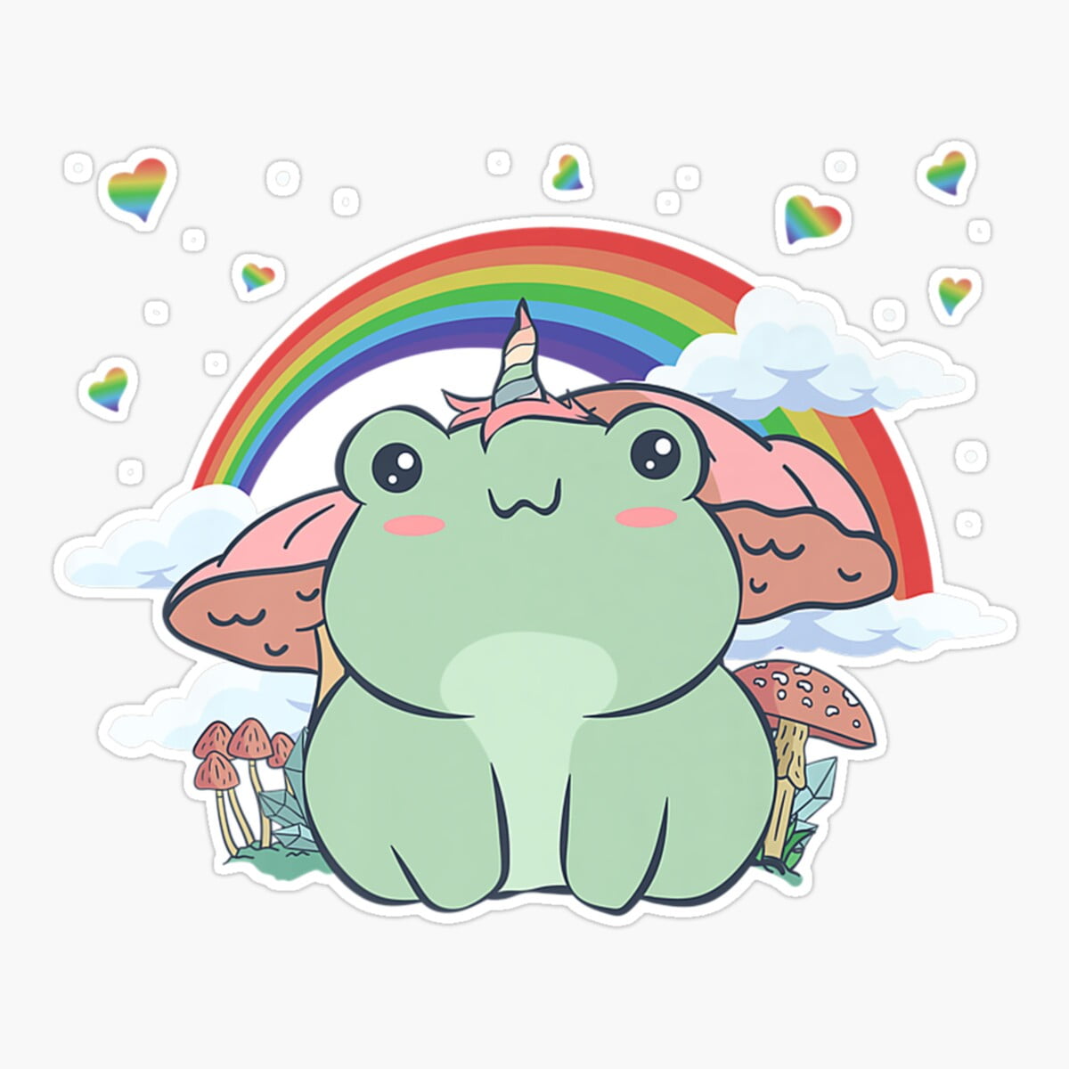 DOPASTICKER Cottagecore Kawaii Frog Unicorn Goblincore Sticker, Phone ...