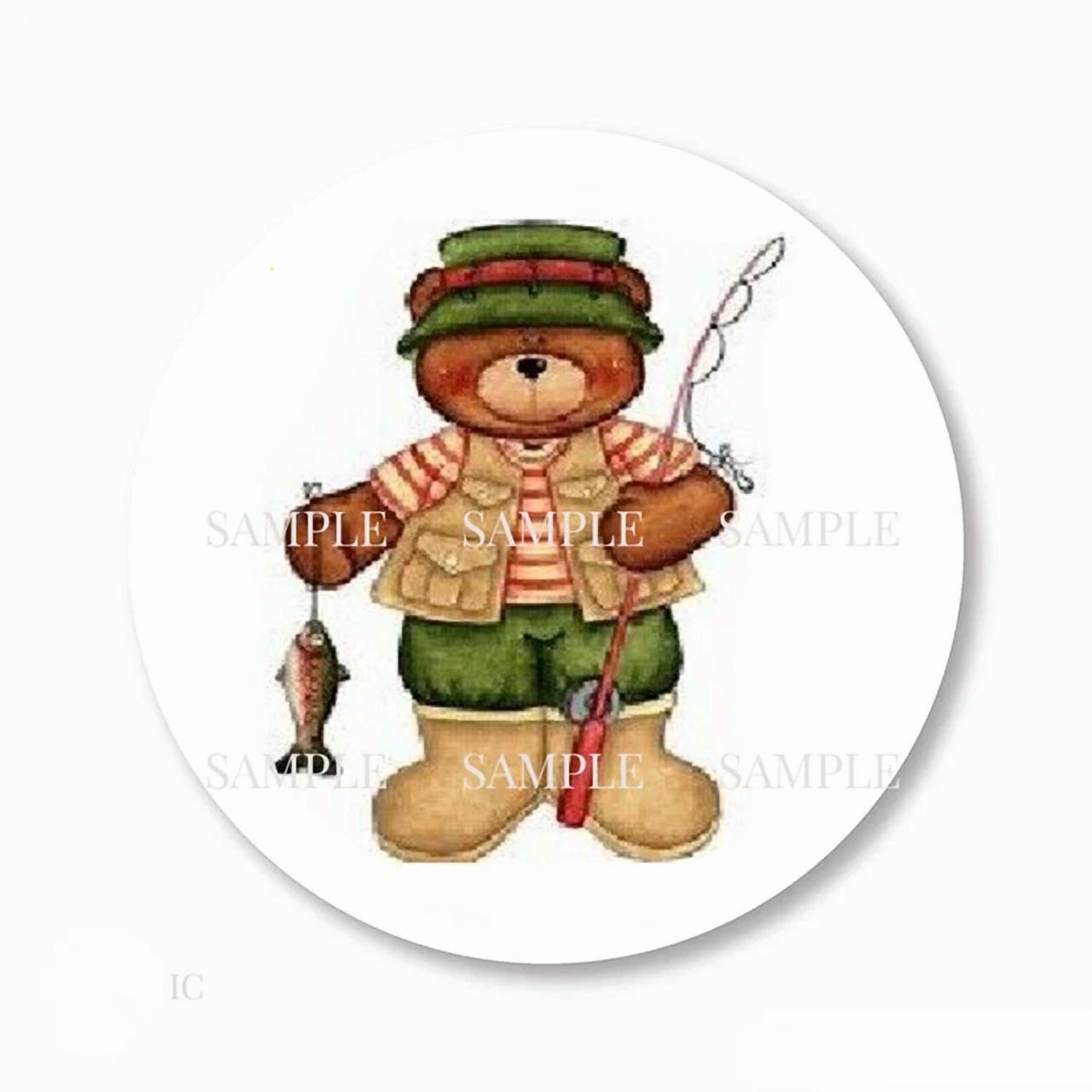 DOPASTICKER Country Fisherman Teddy Bear Fishing Stickers Scrapbook ...