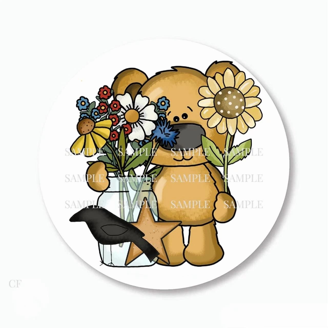 DOPASTICKER Country Flowers And Crow Bear Scrapbook Stickers Favor ...