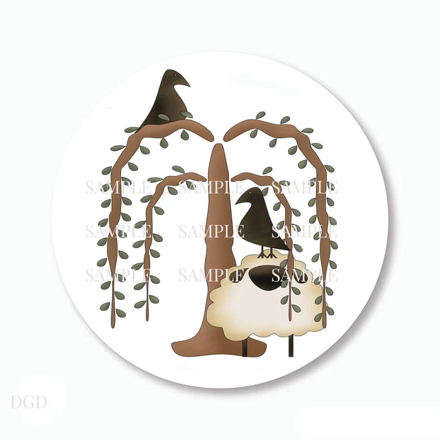 DOPASTICKER Country Primitive Willow Tree Scrapbook Stickers Phone ...