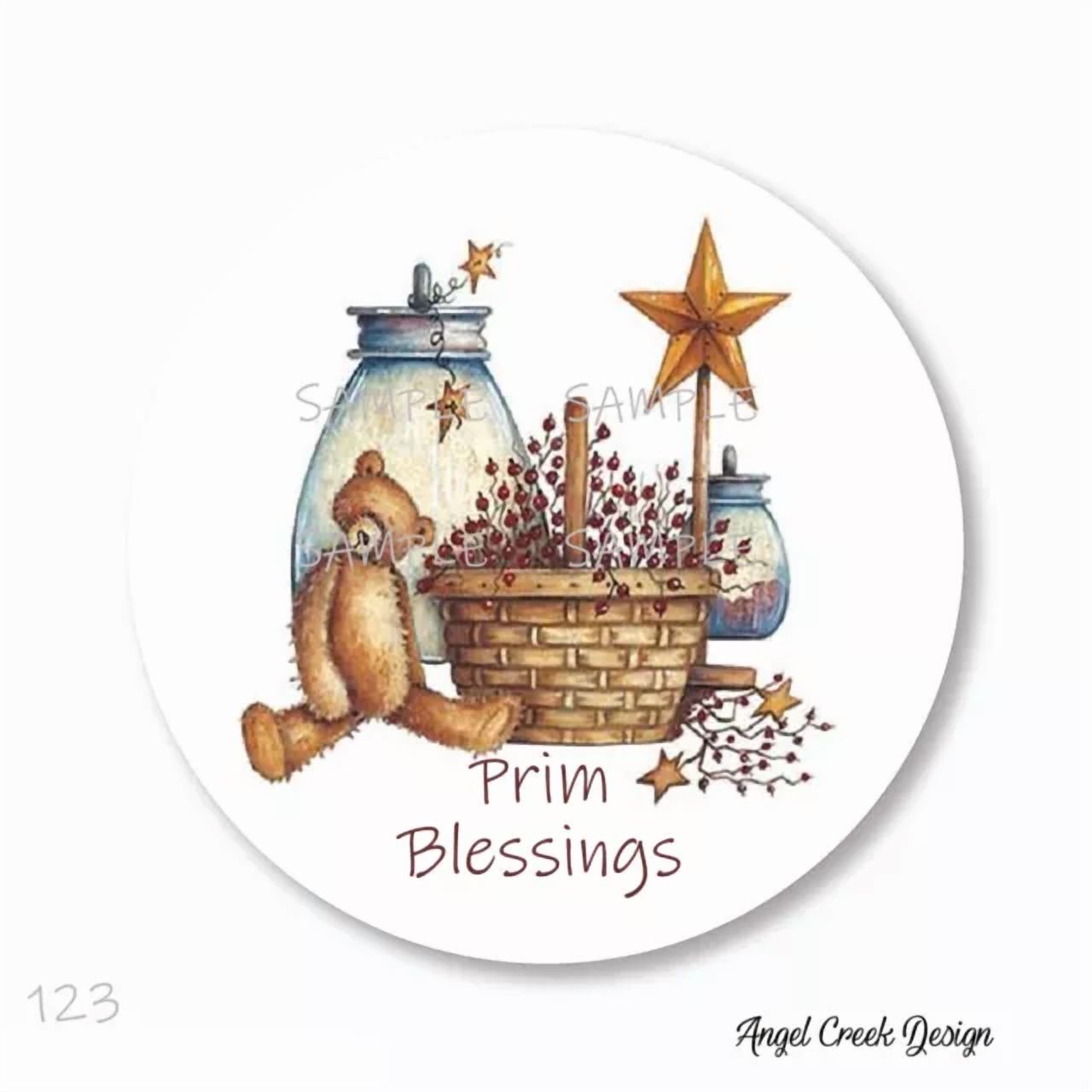 DOPASTICKER Country Teddy Bear And Berries Prim Blessings Scrapbook ...