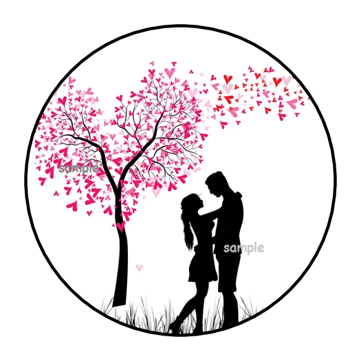 DOPASTICKER Couple In Love Stickers Heart Tree Phone Decal Water Bottle ...