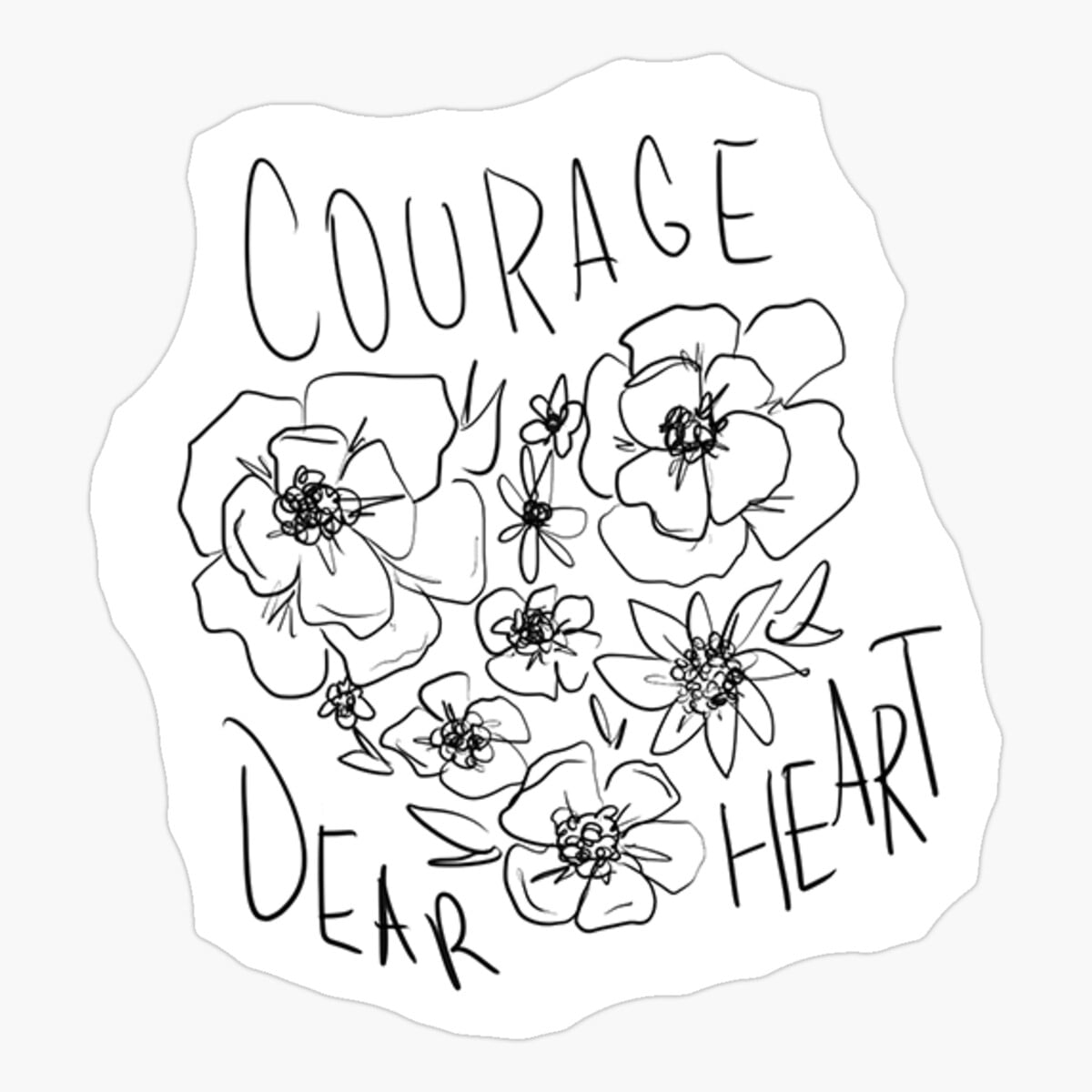 DOPASTICKER Courage Dear Heart Sticker, Phone Sticker Car Stickers ...