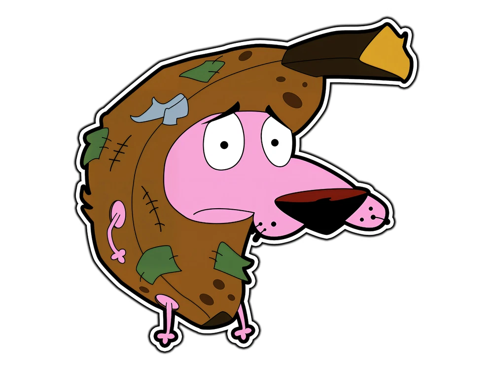 DOPASTICKER Courage The Cowardly Dog Banana Costume Sticker Phone Decal ...