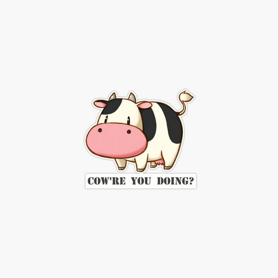 DOPASTICKER Cow'Re You Doing? Sticker, Phone Sticker Water Bottle ...