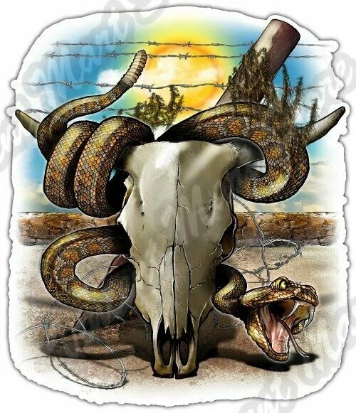 DOPASTICKER Cow Skull Snake Bull Cowboy Texas Car Window Sticker Decal ...