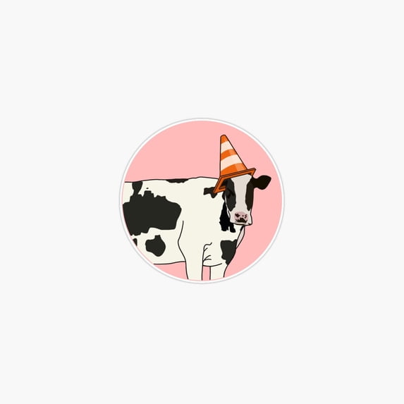 DOPASTICKER Cow Wearing Traffic Cone Sticker Phone Sticker, Latop ...