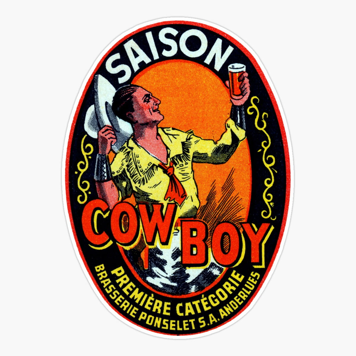 DOPASTICKER Cowboy Ale Sticker, Phone Sticker Water Bottle Sticker Car ...