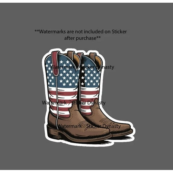 DOPASTICKER Cowboy Boots Sticker Usa Flag Country Western Rodeo Sticker ...