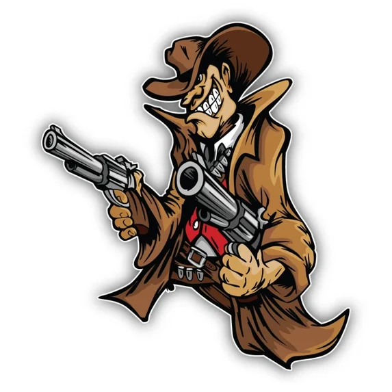 DOPASTICKER Cowboy Cartoon Mascot Sticker Decal Phone Decal Water ...