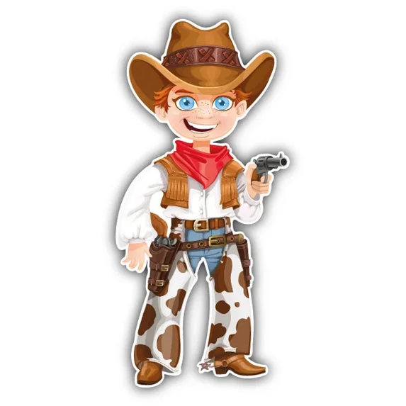 DOPASTICKER Cowboy Cartoon Sticker Decal Phone Decal Water Bottle ...