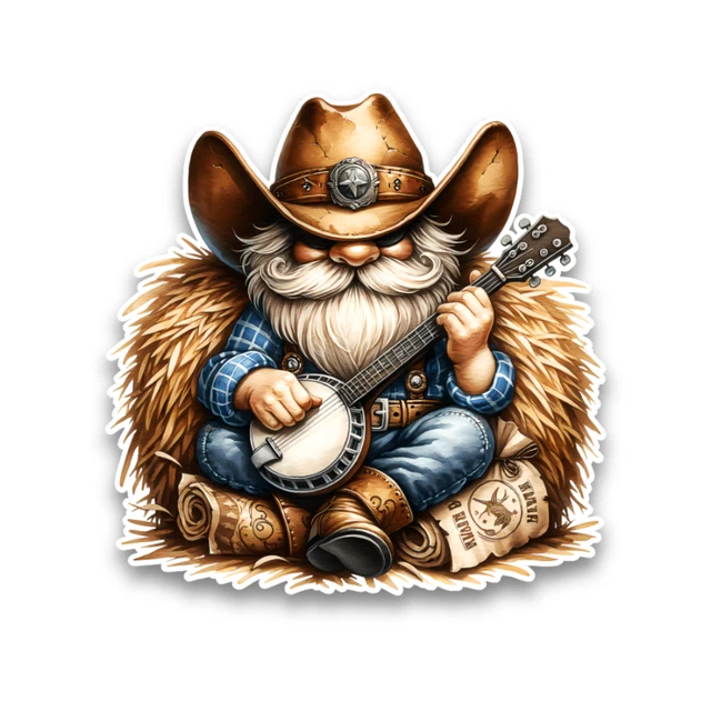 DOPASTICKER Cowboy Gnome Playing Banjo Sticker Car Window Scrapbook ...
