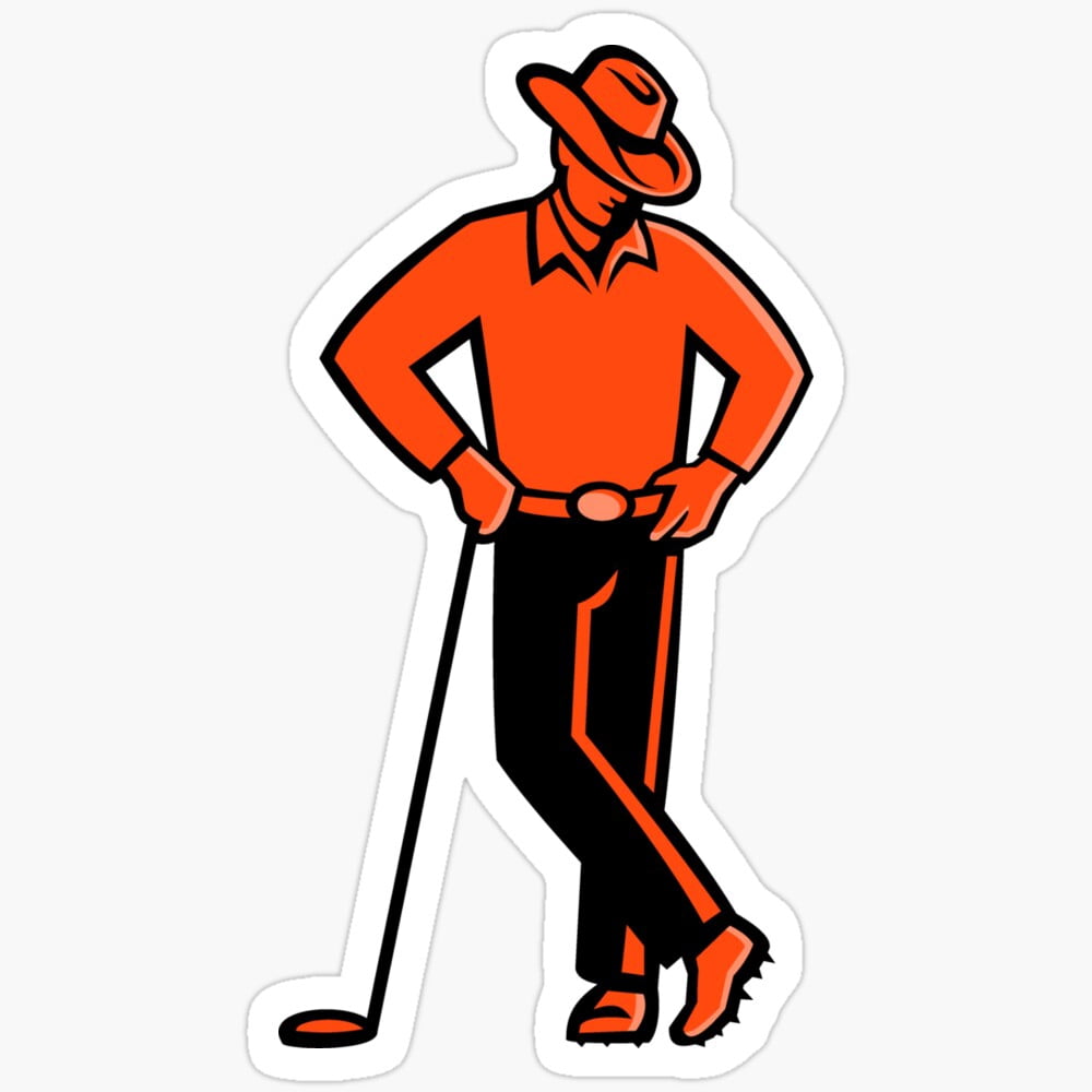 DOPASTICKER Cowboy Golfer Leaning Golf Club Mascot Sticker Phone Decal ...
