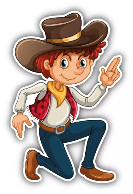 DOPASTICKER Cowboy Guy Cartoon Car Sticker Phone Decal Water Bottle ...