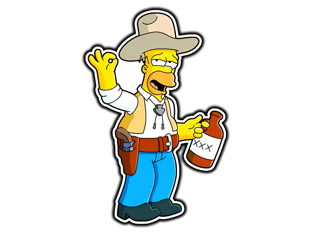 DOPASTICKER Cowboy Homer Sticker Decal Phone Decal Water Bottle ...