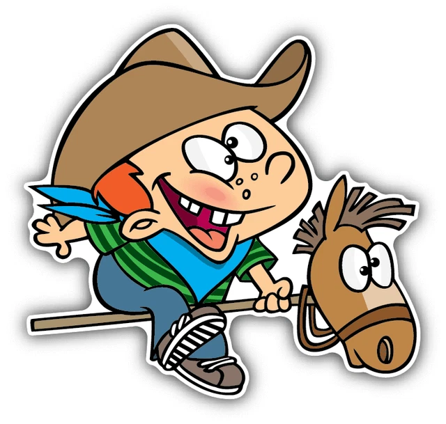 DOPASTICKER Cowboy Kid Cartoon Sticker Decal Phone Decal Water Bottle ...