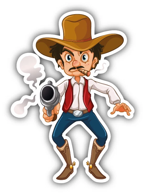 DOPASTICKER Cowboy Man Cartoon Sticker Decal Phone Decal Water Bottle ...