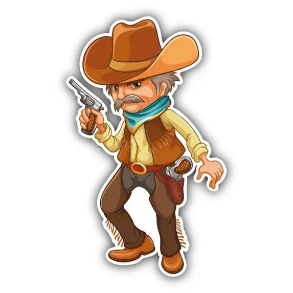 DOPASTICKER Cowboy Man Cartoon Sticker Decal Phone Decal Water Bottle ...
