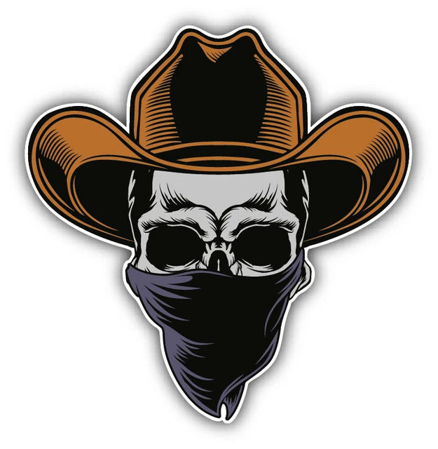 DOPASTICKER Cowboy Skull Mascot Sticker Decal Phone Decal Water Bottle ...