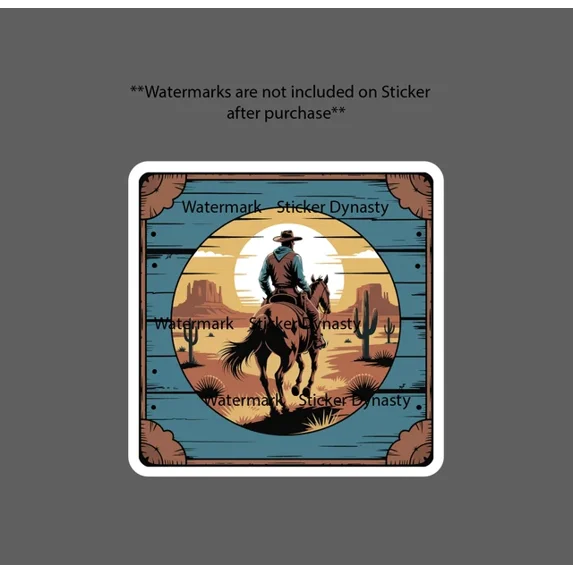 DOPASTICKER Cowboy Sticker Western Cows Horse Desert Travel Sticker ...