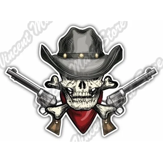 DOPASTICKER Cowboy Wild West Skull Crossbones Gift Idea Car Sticker ...