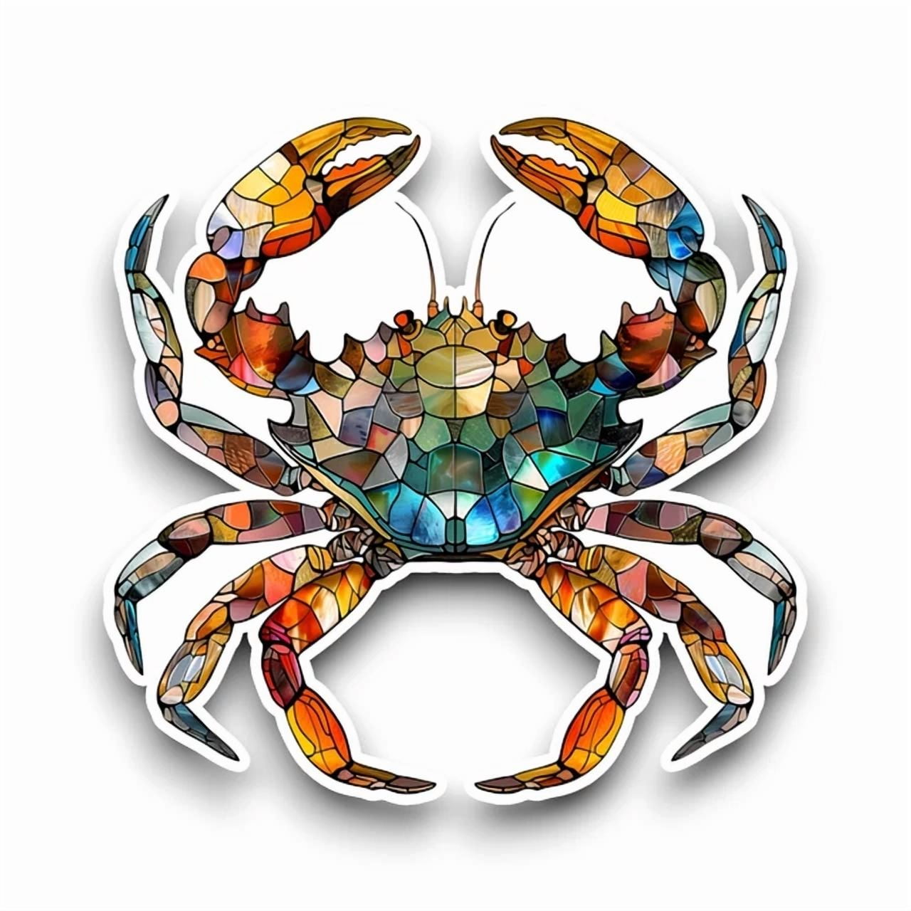DOPASTICKER Crab Crustacean Animal Stained Glass Style Mosaic Opaque ...