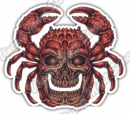 DOPASTICKER Crab Skull Sea Ocean Underwater Drawn Art Car Sticker Decal ...