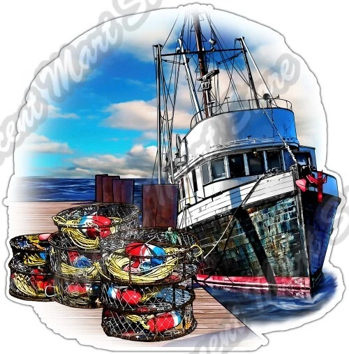 DOPASTICKER Crabbing Boat Boats Fishing Fisherman Crab Car Sticker ...