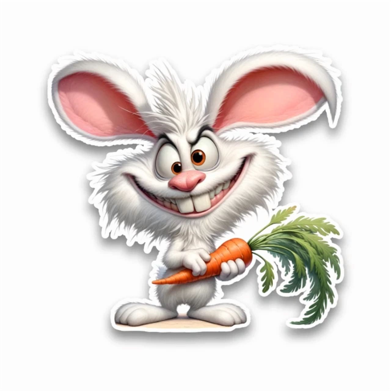DOPASTICKER Crazy Bunny Rabbit Holding Carrot Sticker Decal Car ...