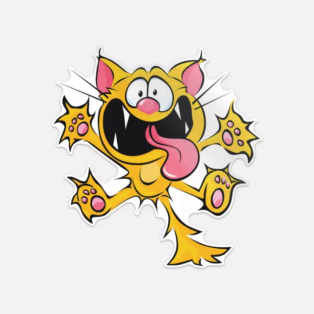 DOPASTICKER Crazy Cartoon Screaming Cat Sticker Decal Phone Decal Water ...
